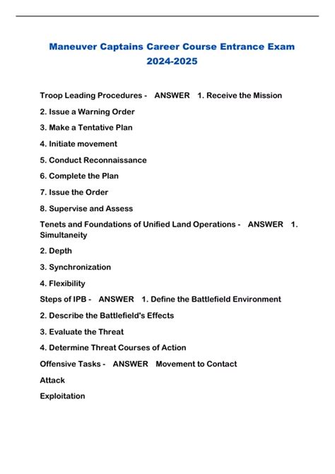 Maneuver Captains Career Course Entrance Exam Maneuver Captains Career Course Entrance Stuvia Us