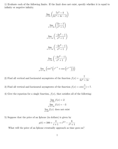 Solved Evaluate Each Of The Following Limits If The Chegg