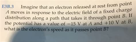solved imagine that an electron released at rest from point