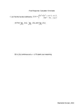 AP Calculus AB Test Curriculum Packet By Stephanie Duncan TPT