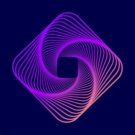 Premium Vector Twisted Colored Spiral Wireframe Square Shape Vector Technology Tunnel