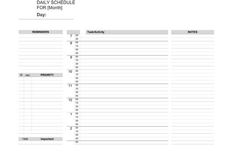Daily Schedule Template Spark Premium Template Template Spark