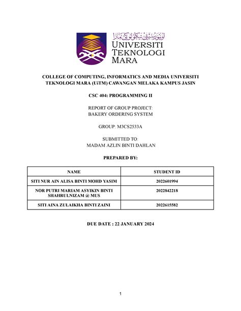 Csc404 Report Project Programming College Of Computing Informatics
