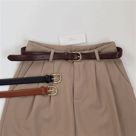 [소가죽 국내제작] 올드머니룩 고급 볼륨 리얼 가죽 레이어드 빈티지 클래식 골드 체인 금장버클 라운드 스퀘어 심플 베이직 슬랙스 하객룩 정장 바지 여자 벨트