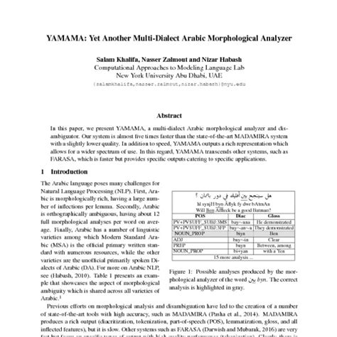 Yamama Yet Another Multi Dialect Arabic Morphological Analyzer Acl