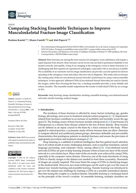 Pdf Comparing Stacking Ensemble Techniques To Improve Musculoskeletal Fracture Image