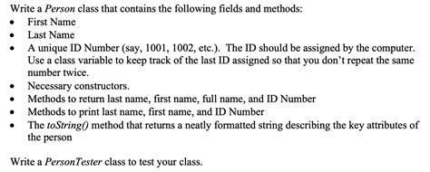 solved write a person class that contains the following