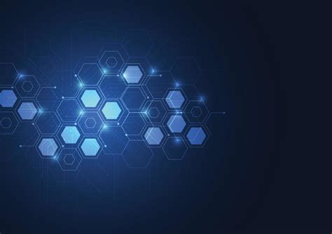 Abstract Technology Blue Hexagons Pattern Background For Network Connection Concept With Mesh