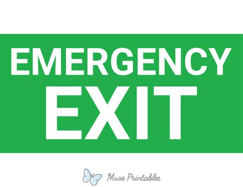 Printable Green Emergency Exit Sign