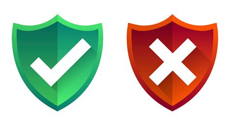 방패 체크 마크 및 크로스 로고 아이콘 디자인 템플릿 요소 흰색 배경에 오른쪽 진드기와 방패의 벡터 그림 0명에 대한 스톡 벡터 아트 및 기타 이미지 Istock