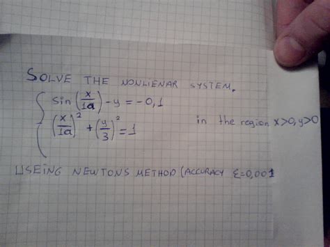 Solved Solve The Nonlinear System Sin X1q Y 0 1