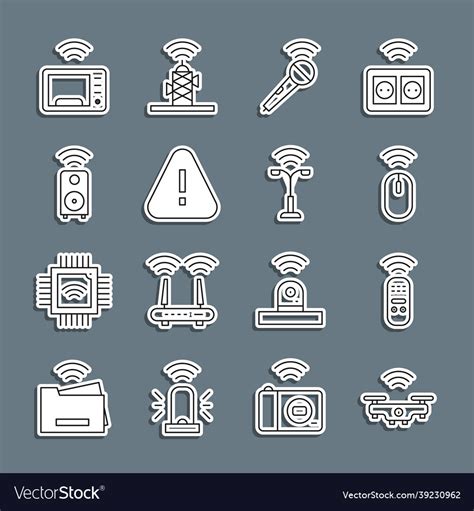 Set Line Smart Drone Remote Control Wireless Vector Image