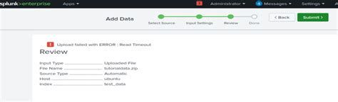 Error Uploading Tutorial Data Splunk Community
