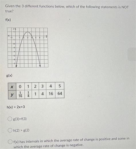 [answered] given the 3 different functions below which of the following
