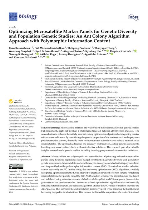 Pdf Optimizing Microsatellite Marker Panels For Genetic Diversity And
