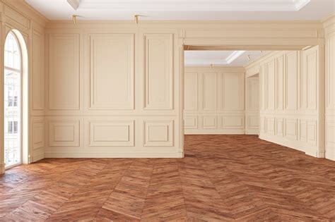 빈 현대 클래식 베이 지 인테리어 방입니다 3d 렌더링 그림까지 조롱입니다 몰딩에 대한 스톡 사진 및 기타 이미지 몰딩 검은색 모던 양식 Istock