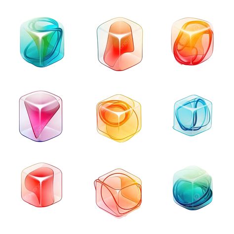 A Collection Set Of Floating 3d Forms Wireframe Cube Shapes With Modern Colorful Candy Gradient
