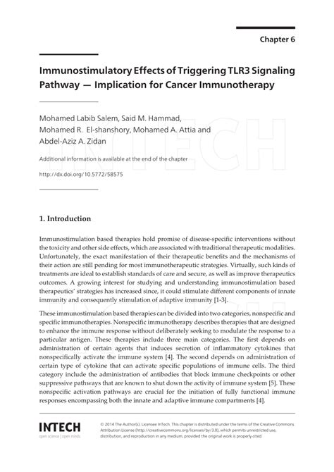 Pdf Immunostimulatory Effects Of Triggering Tlr3 Signaling Pathway Implication For Cancer