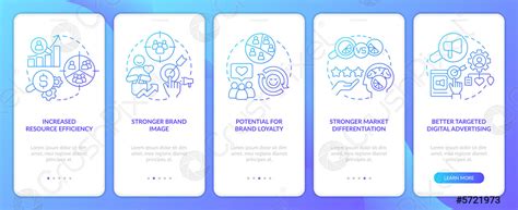 Benefits Of Market Segmentation Blue Gradient Onboarding Mobile App Screen Stock Vector