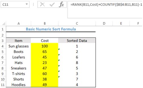 Excel Formula Basic Numeric Sort Formula Excelchat