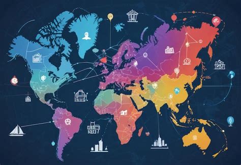 Digital World Map Visualizing The Complex Global Trade Network And Interconnected Economies