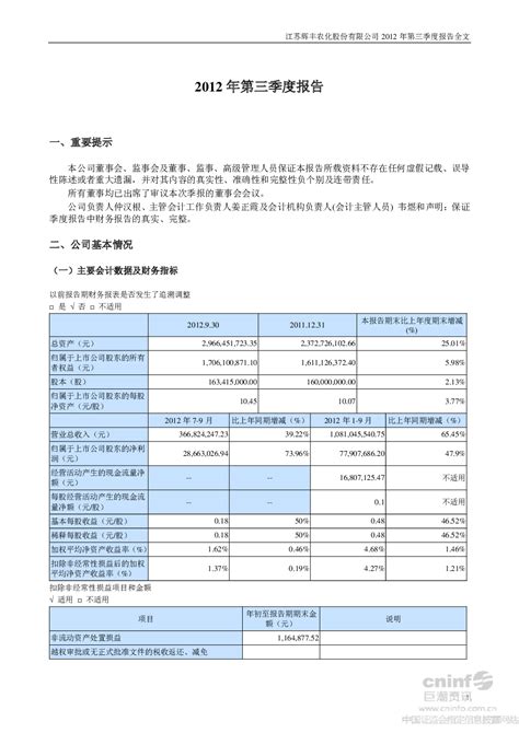 辉丰股份：2012年第三季度报告全文