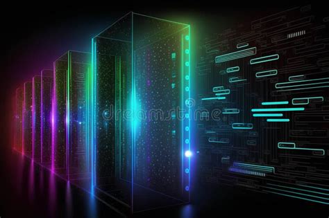 Abstract Datacenter On Dark Background 3d Render Digital Illustration