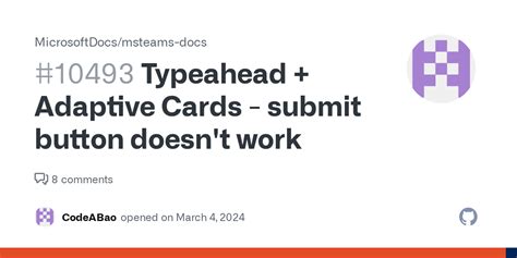 typeahead adaptive cards submit button doesn t work · issue 10493