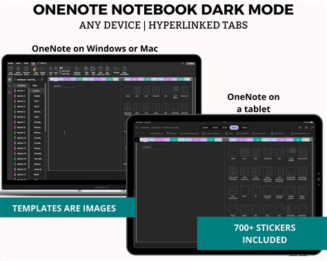Onenote Notebook Dark Mode Onenote Notes Template Onenote Etsy