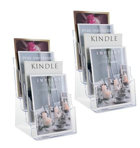 잡지꽂이 매거진랙 이동식 원목 아크릴 거치대 브로셔 4 단 디스플레이 랙 A4 크기 정리함 카탈로그 잡지 티몬