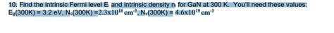 Solved 10 Find The Intrinsic Fermi Level Ei And Intrinsic