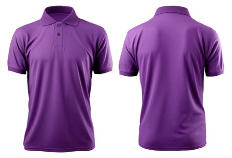 Plain Purple Polo T Shirt Mockup Design Front And Back Views Isolated