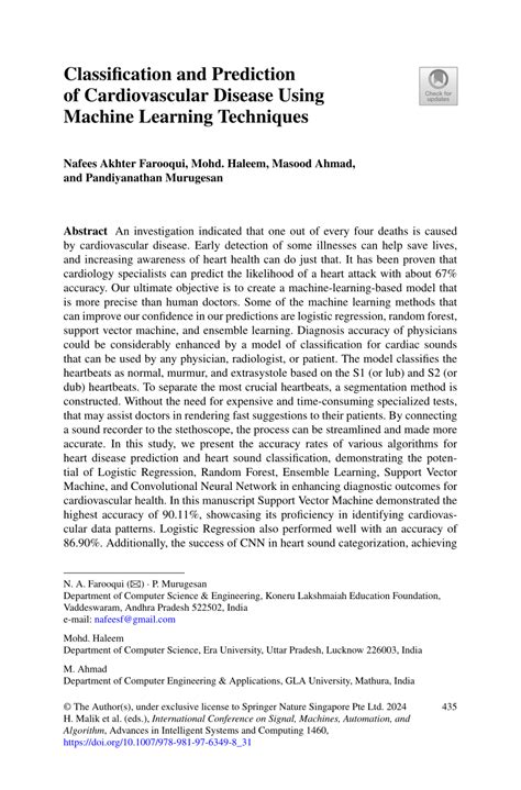 Pdf Classification And Prediction Of Cardiovascular Disease Using Machine Learning Techniques