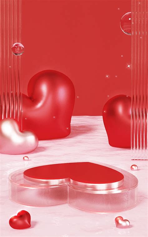 520情人节服饰箱包女包产品营销3d展台浪漫电商竖版海报套装 设计页－稿定设计 花瓣网