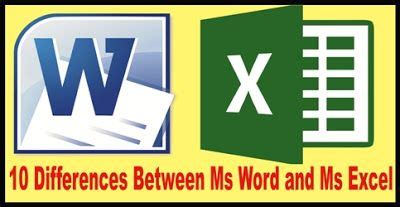 Differences And Similarities Between Ms Word And Ms Excel In Hindi Ms Word Words Computer