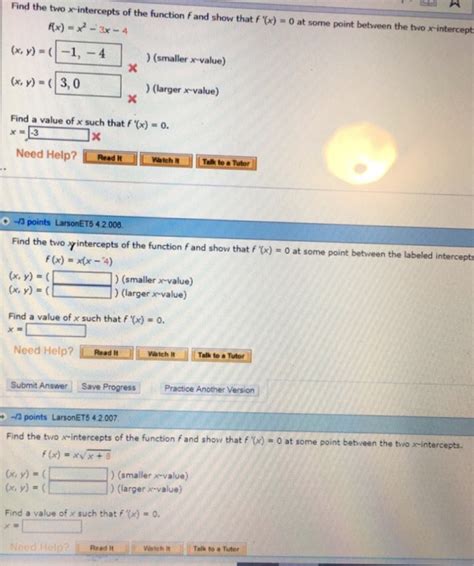 Solved Find The Two X Intercepts Of The Function F And Show