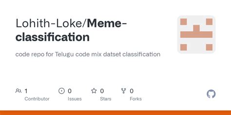 github lohith loke meme classification code repo for telugu code mix