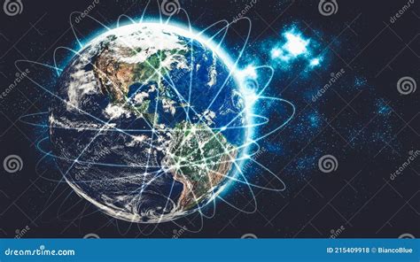 Global Network Connection Covering The Earth With Lines Of Innovative