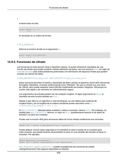 Mysql 50 Métodos De Encriptación Pdf Clave Criptografía Contraseña