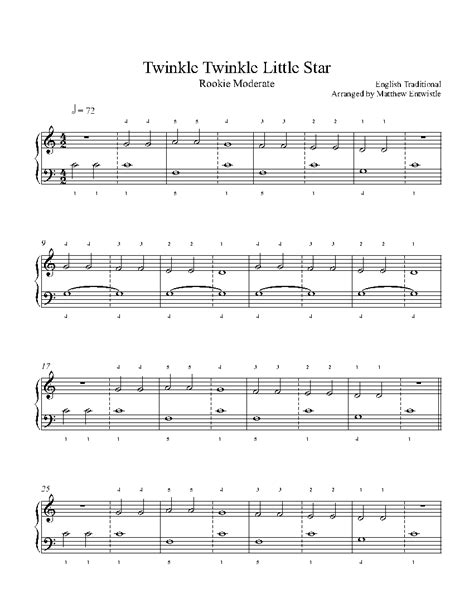 Twinkle Twinkle Little Star Notes Piano F
