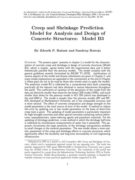 Creep And Shrinkage Prediction Model For Analysis And Design Of Concrete