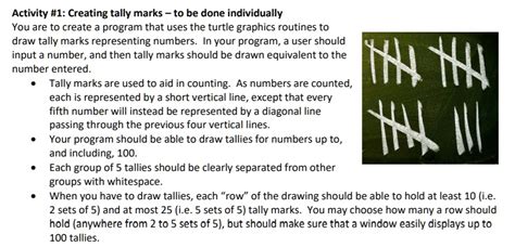 Solved Python Turtlepython Turtle Activity 1 Creating Tally Marks