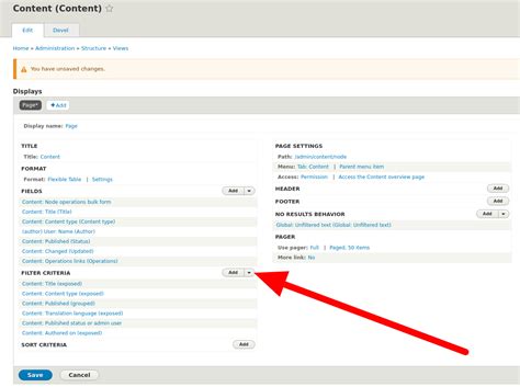 configure flexible table and the visible column selector drupal guide