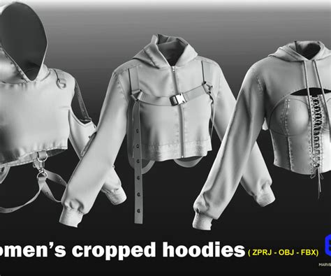 Artstation Womens Cropped Hoodies Game Assets