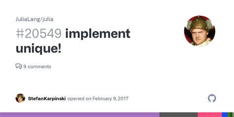 implement unique · issue 20549 · julialang julia · github