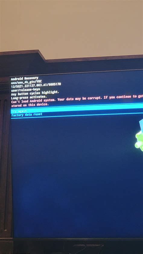 onn android tv can t factory reset with remote r androidtv