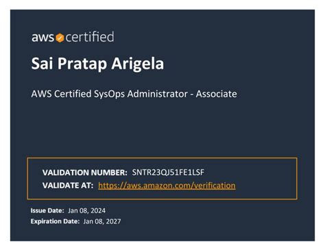 i earned aws certified sysops administrator sai pratap posted on the
