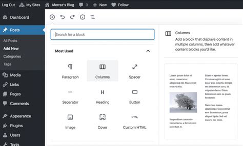 Creating Columns Aferrazs Blog