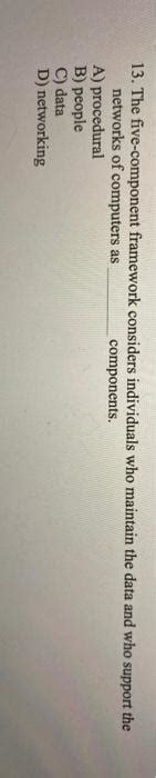 Solved 13 The Five Component Framework Considers