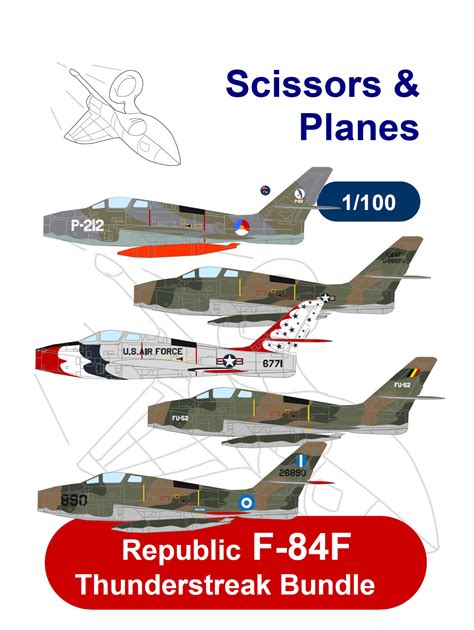 1 100 Snp Republic F 84f Thunderstreak Bundle 3 Paper Model Ecardmodels